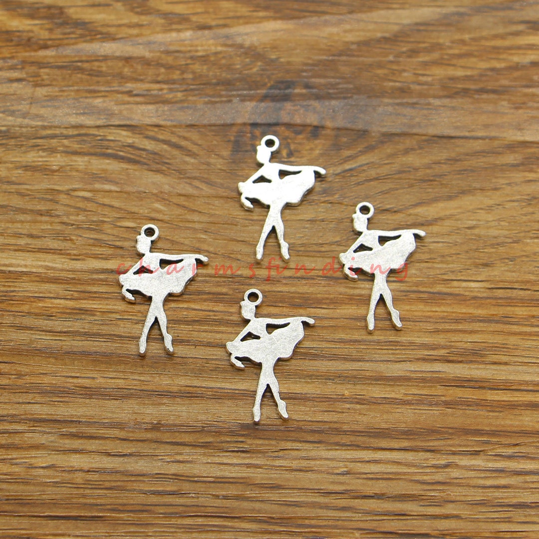 50pcs Ballerina Ballet Dancer Charms Dancing Bulk Charm Antique Silver ...