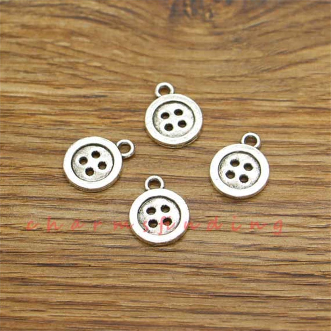 30pcs Button Charms Antique Silver Tone 13x16mm Cf3802 - Etsy