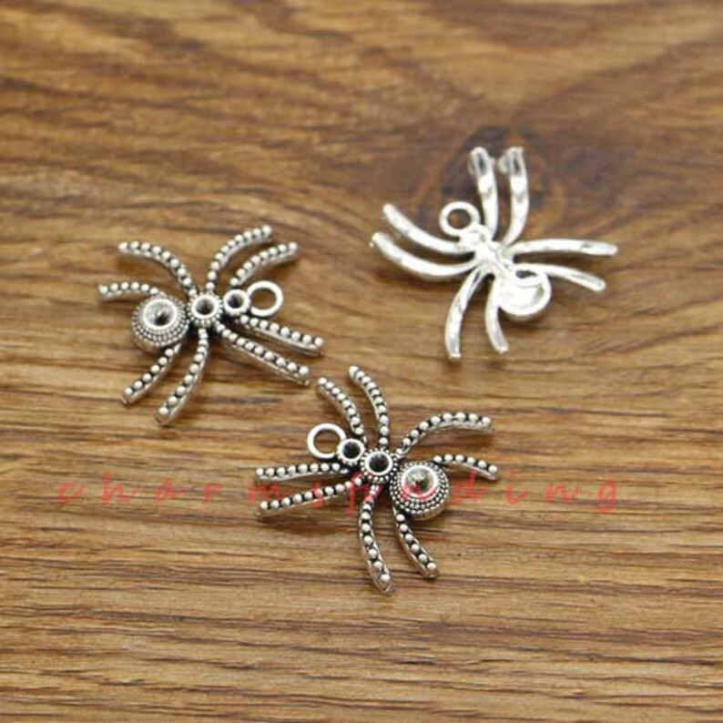 15pcs Spider Charms Halloween Charms Antique Silver Tone - Etsy