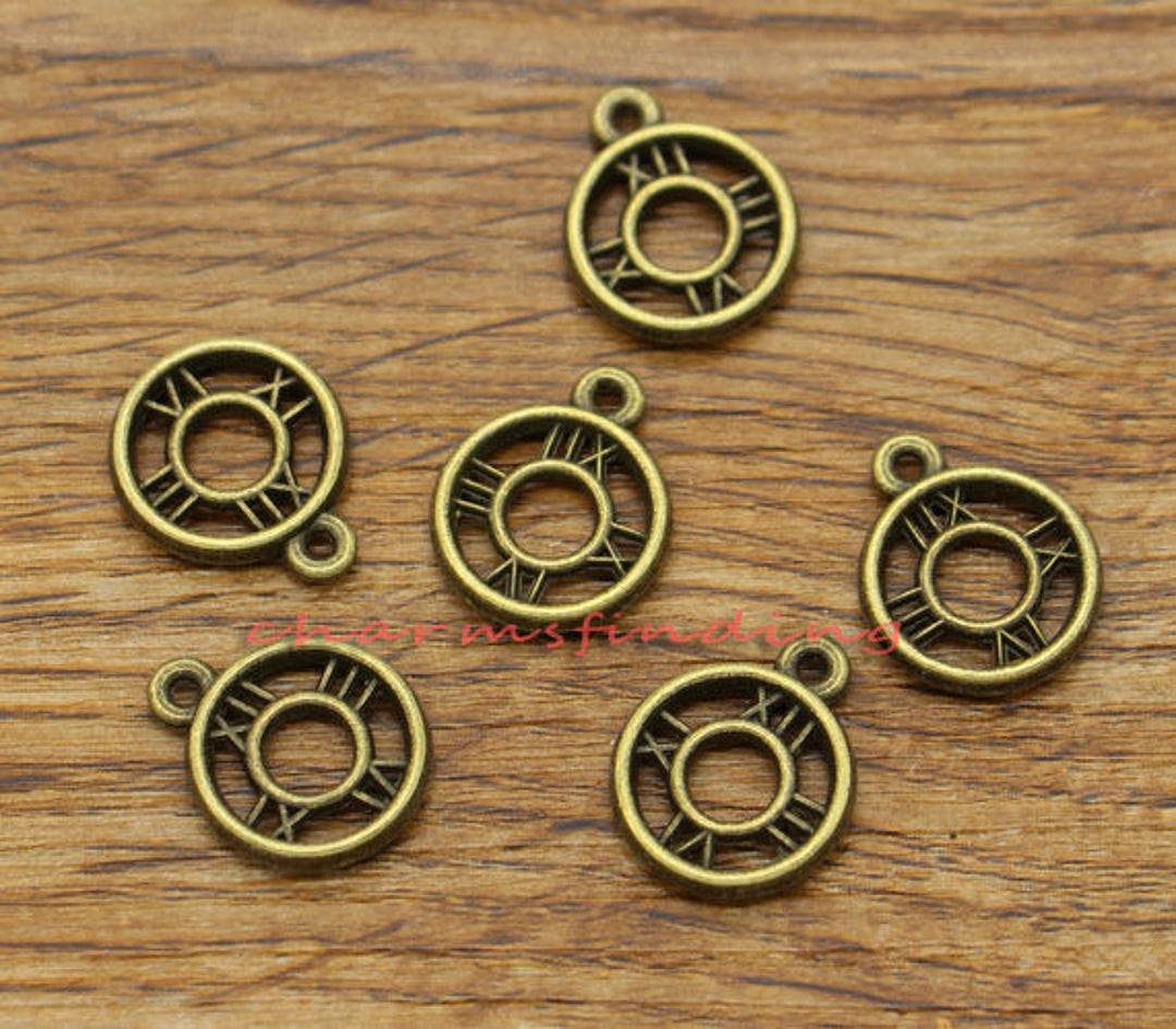 30pcs Greek Alphabet Round Charms Connector Charms Antique Silver Tone ...