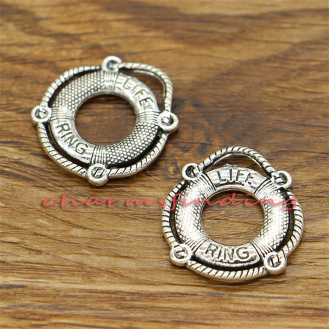 15pcs Life Preserver Charms Life Ring Charm Antique Silver Tone 22x24mm ...