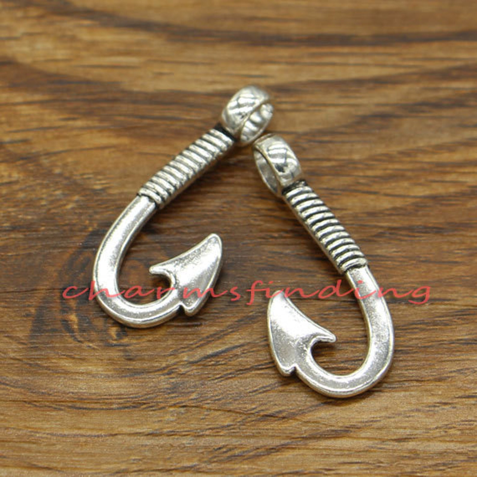 20pcs Fishing Hook Charms Hook Charms Antique Silver Tone - Etsy