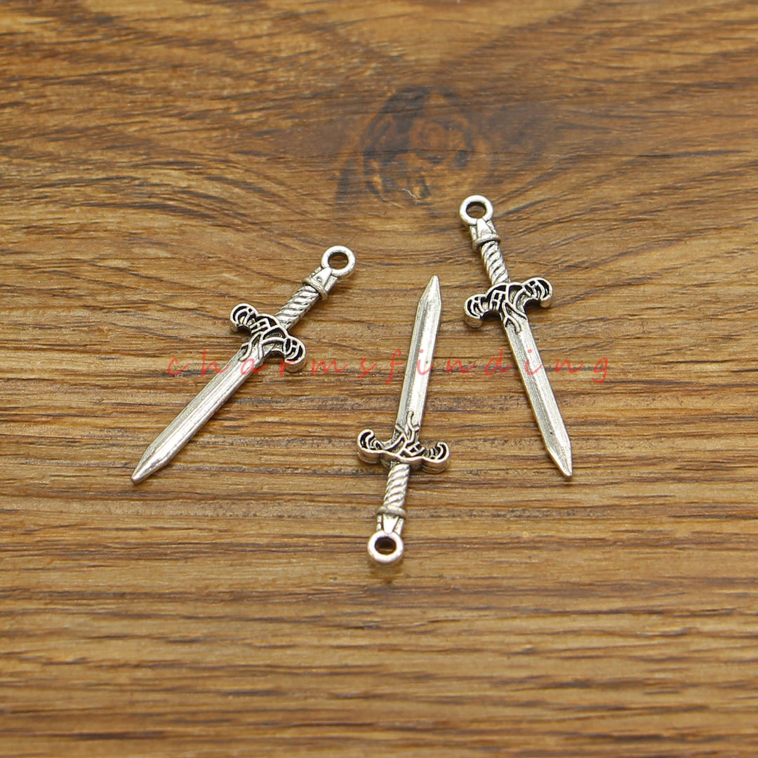 25pcs Sword Charms Pendants Antique Silver Tone 10x34mm Cf4814 - Etsy