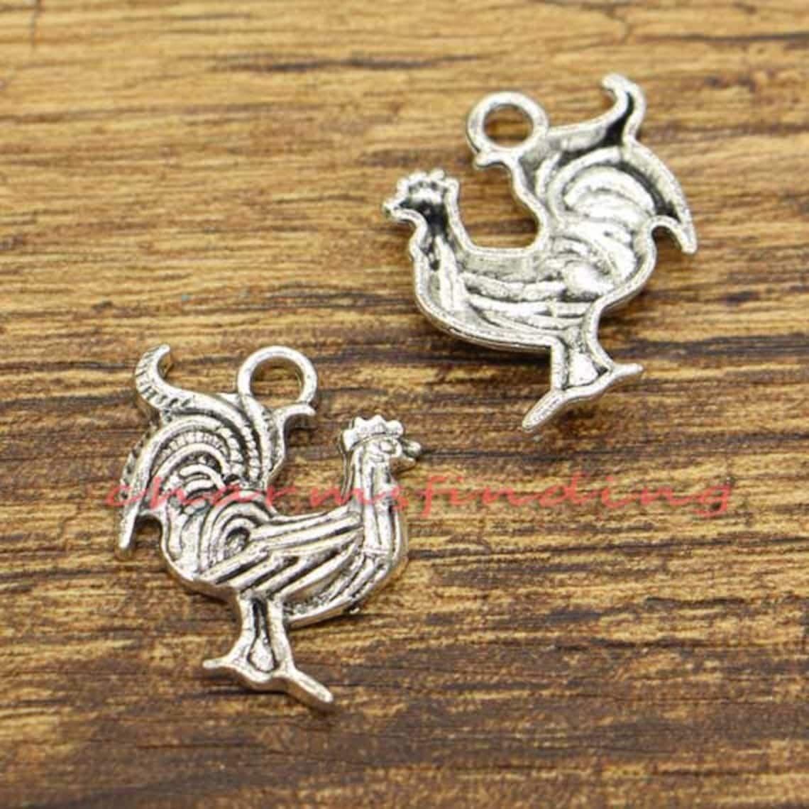 20pcs Rooster Charms Poultry Charms Antique Silver Tone - Etsy