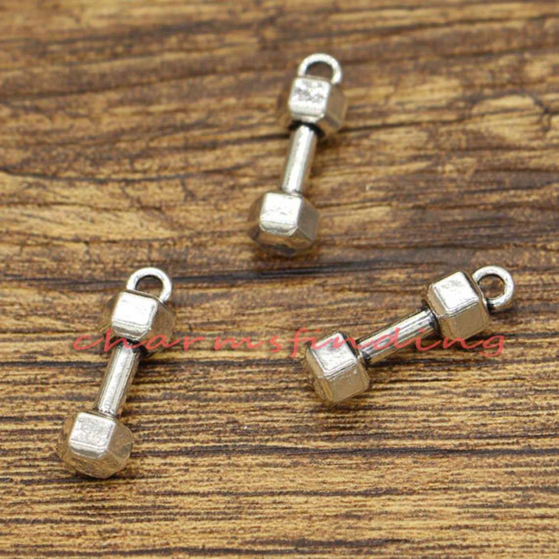 20pcs Barbell Charms 3D Fitness Charm Antique Silver Tone - Etsy