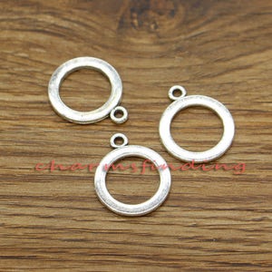 30pcs Circle Charms Round Charms Antique Silver Tone Earring Making ...