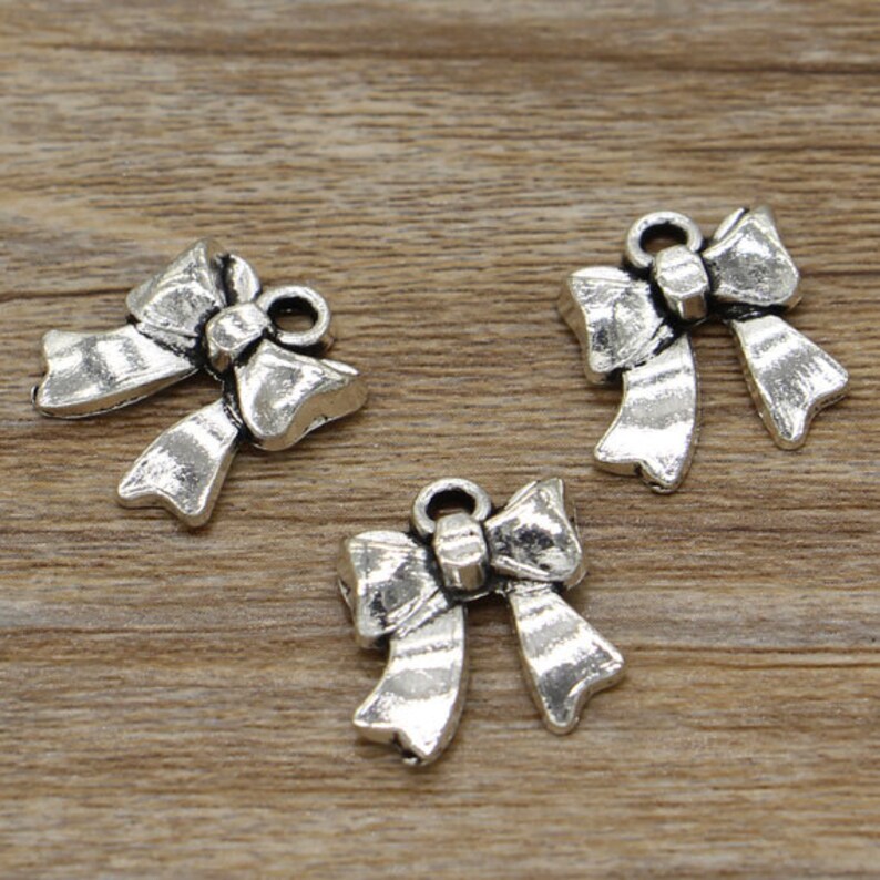 20pcs Bow Charms Wedding Ribbon Charms Antique Silver Tone - Etsy