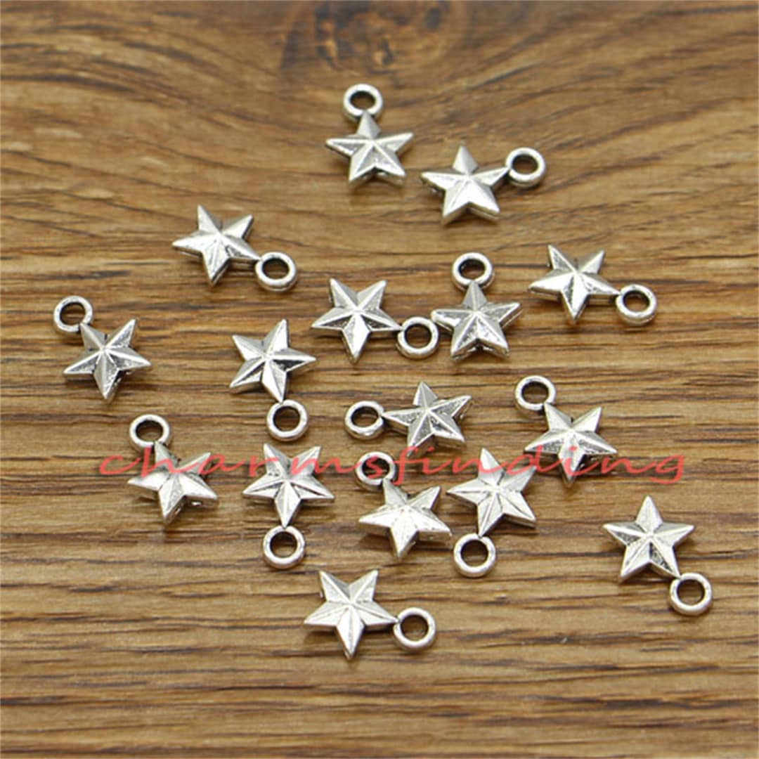 100pcs Small Star Charms Double Sided Charms Bulk Tiny Size Antique ...