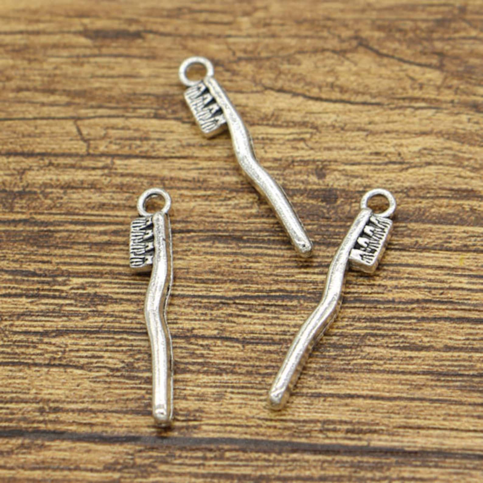 25pcs Toothbrush Charms 3d Teeth Charms Antique Silver Tone - Etsy