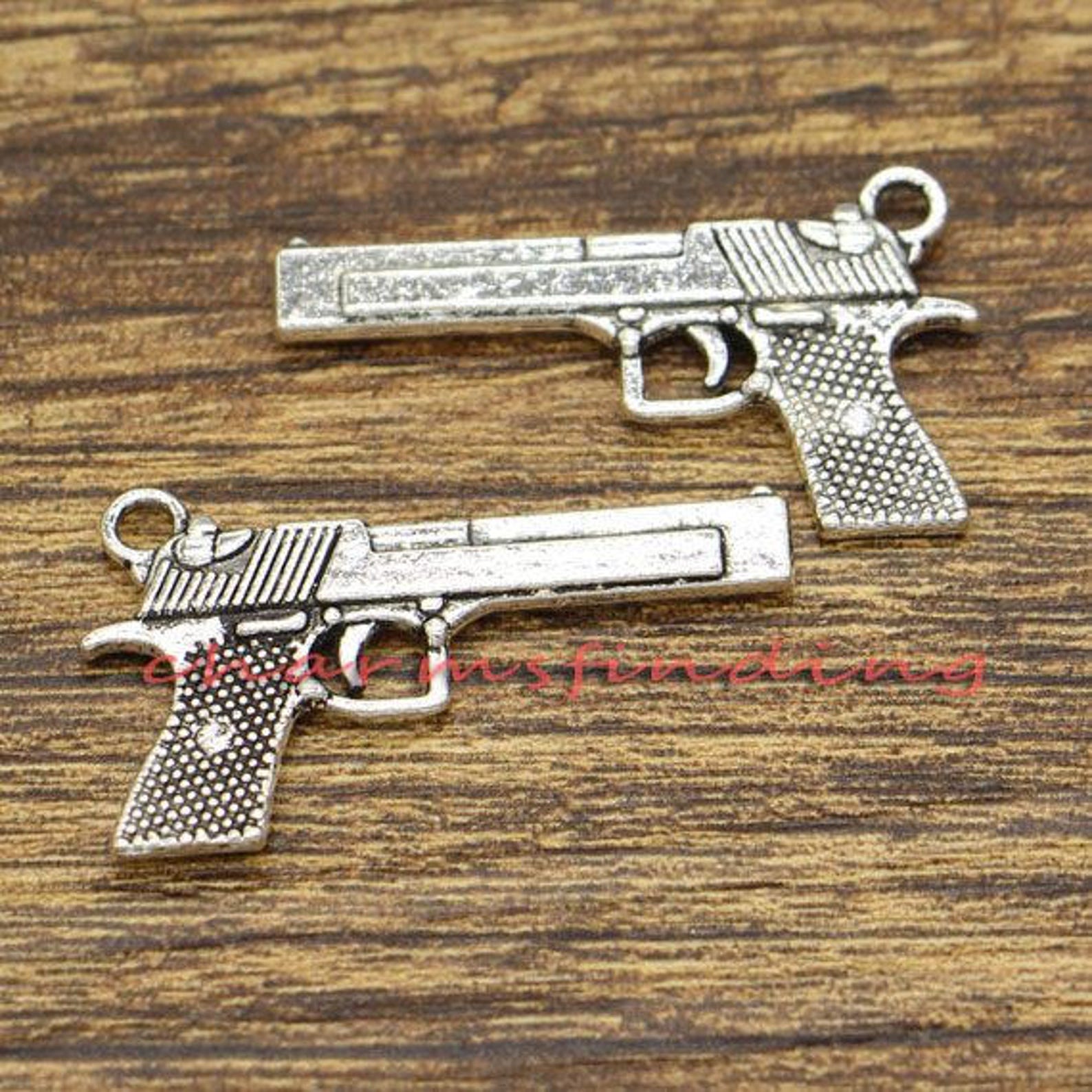 10pcs Large Gun Charms Toy Charms Antique Silver Tone 35x20mm - Etsy