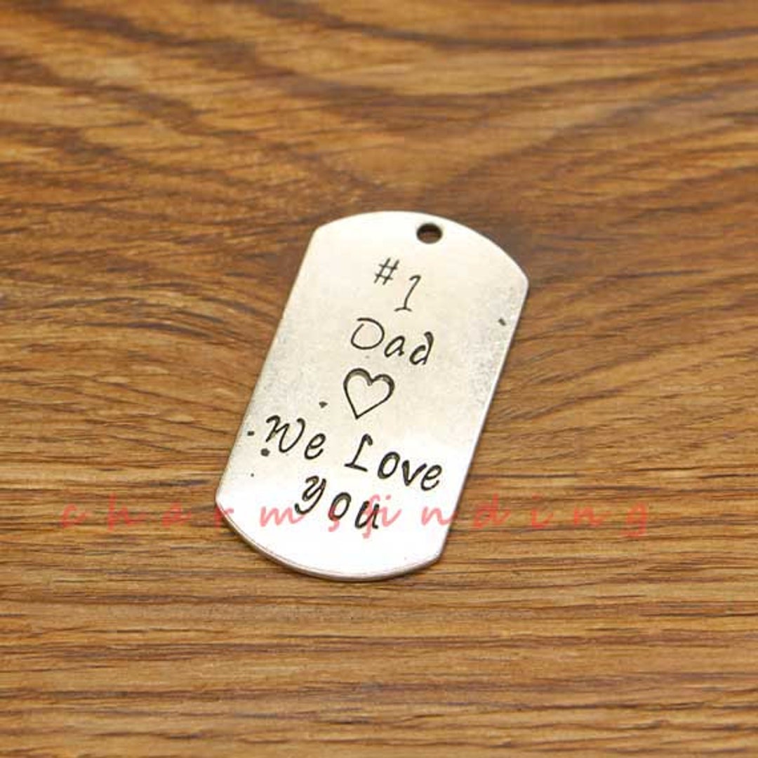 3pcs 1 Number 1 Dad We Love You Charms Dad Charms Antique Silver Tone ...