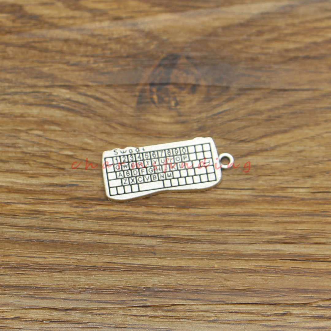 15pcs Computer Keyboard Charm Laptop Charms Antique Silver Tone 13x31mm ...