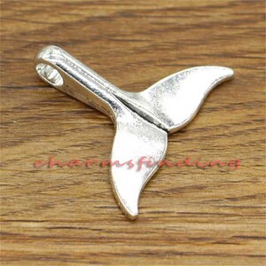 10pcs Large Fish Tail Fin Charms Whale Tale Charm Antique Silver Tone ...