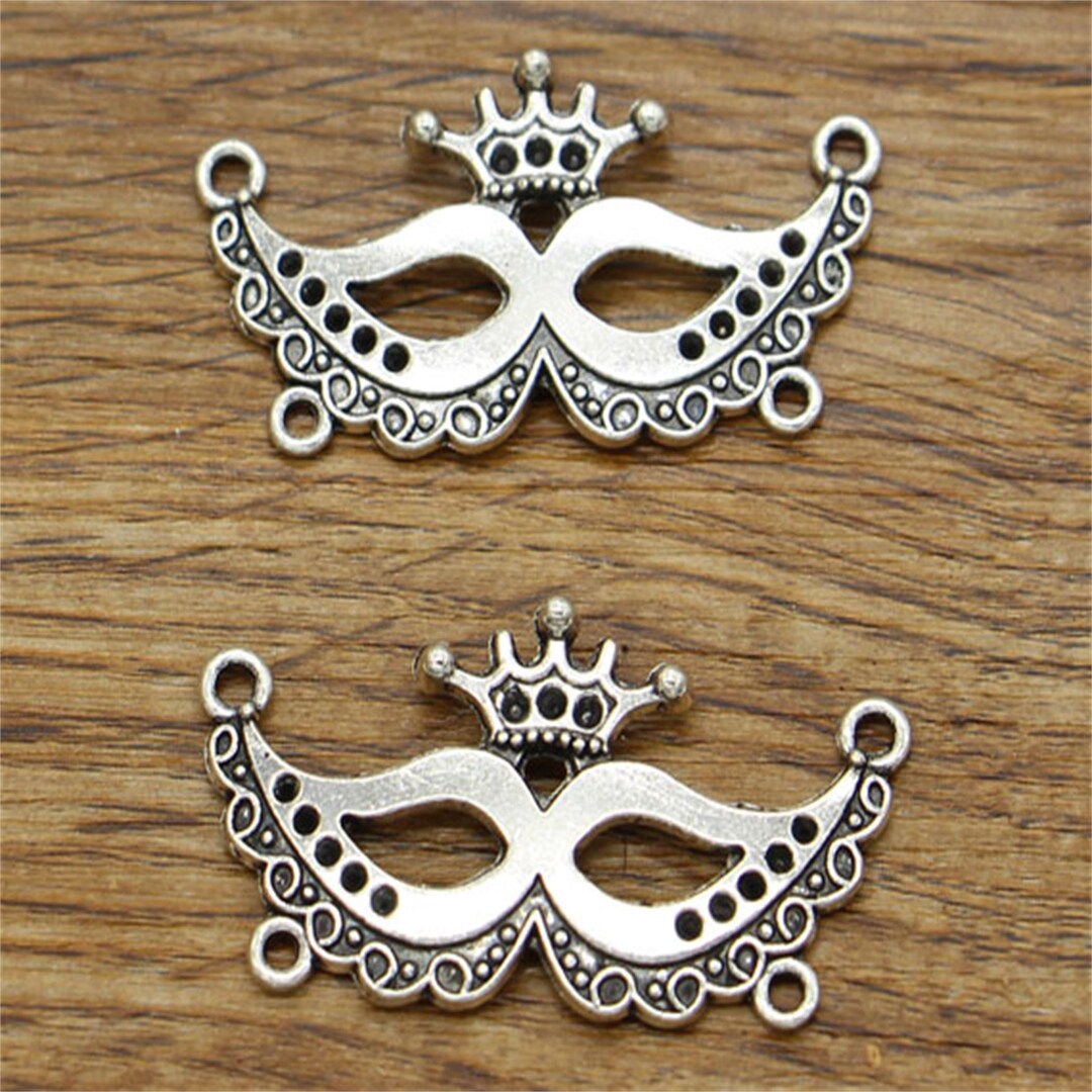 10pcs Large Mask Charms Masquerade Charms Antique Silver Tone 40x21mm ...