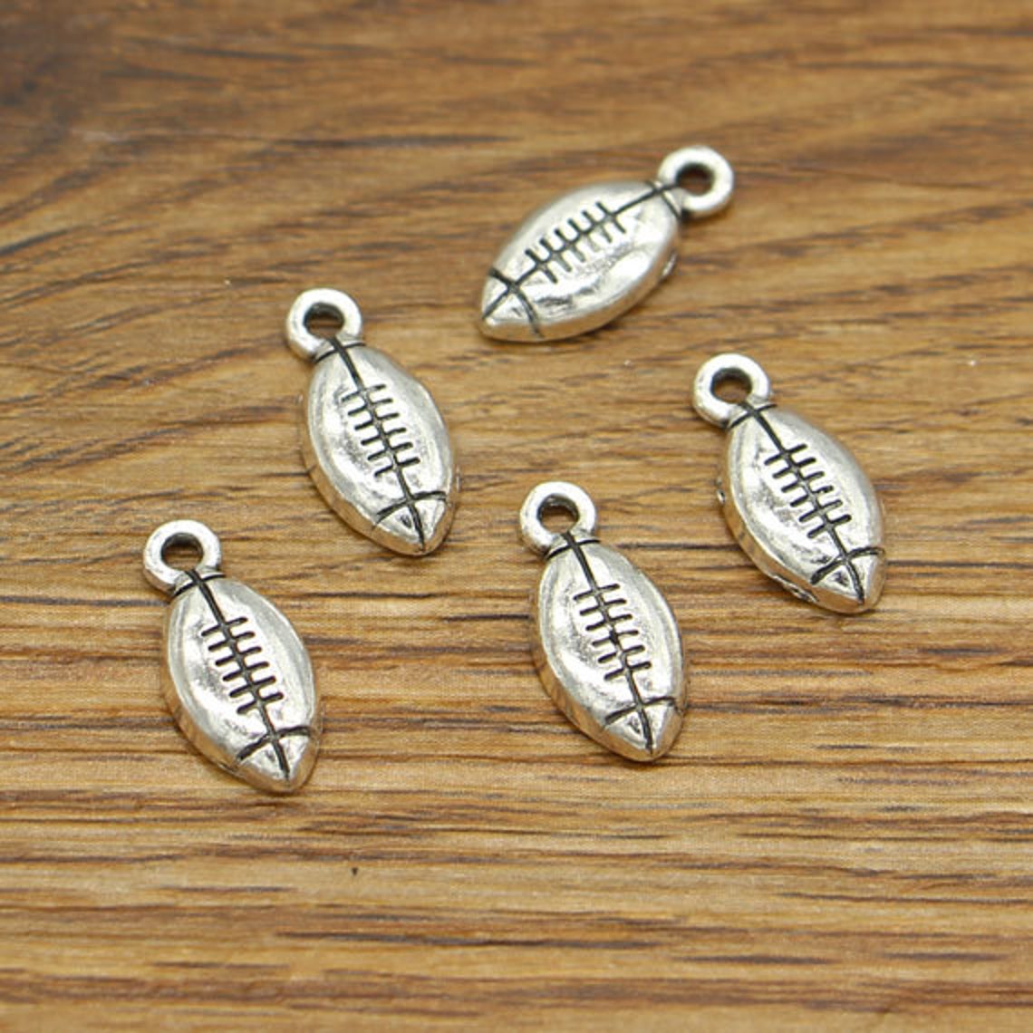 50pcs Football Charms Sports Charm Antique Silver Tone 7x15mm | Etsy