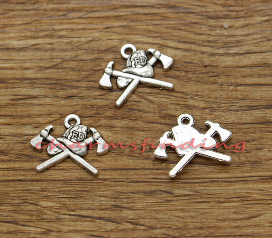 20pcs Fireman Charms Fire Department Charms Antique Silver - Etsy