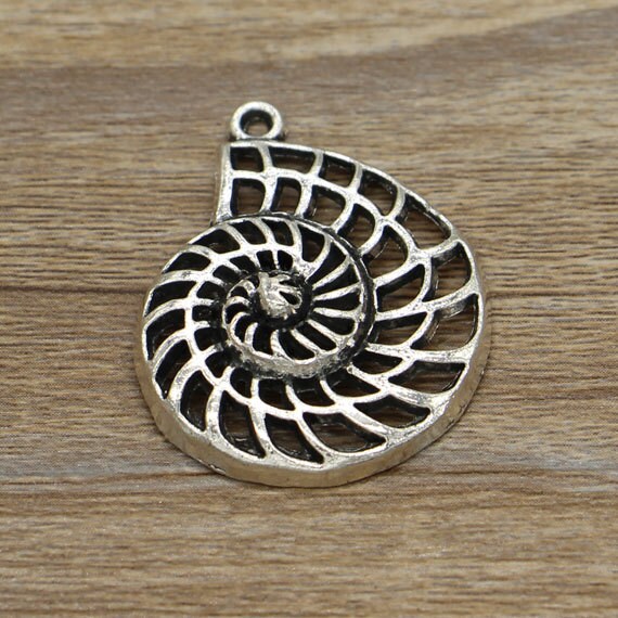 10pcs Large Seashell Charms Conch Shell Charm Antique Silver - Etsy