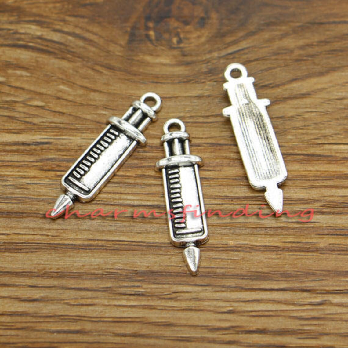 20pcs Syringe Charms Medical Charm Antique Silver Tone 9x30mm | Etsy