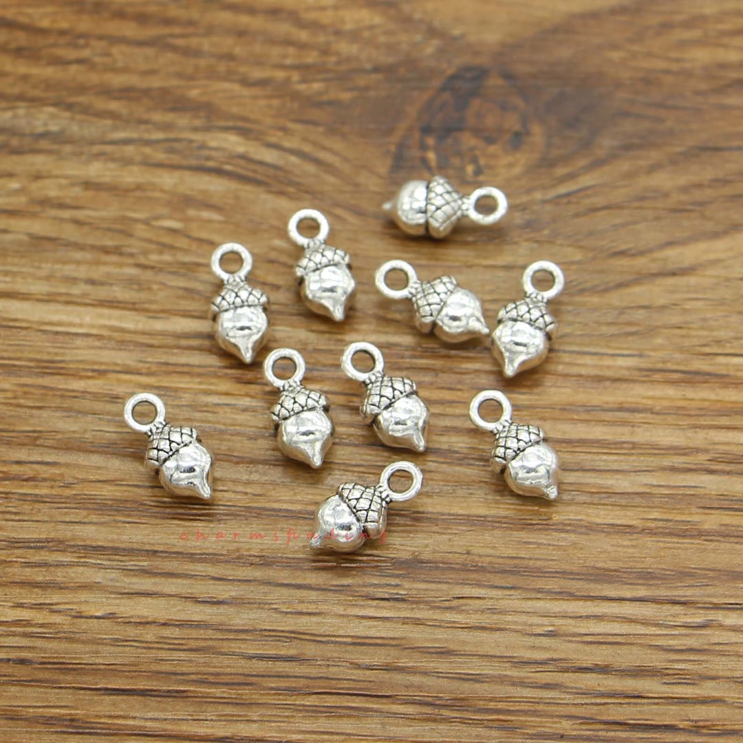 30pcs Acorn Charms Nut Charms 3D Charms Antique Silver Tone 7x14x6mm ...