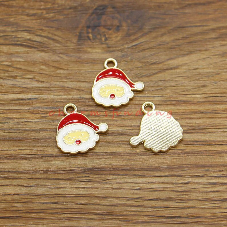 10pcs Santa Charms Christmas Charms Gold Plated Enamel Charms 17x18mm ...