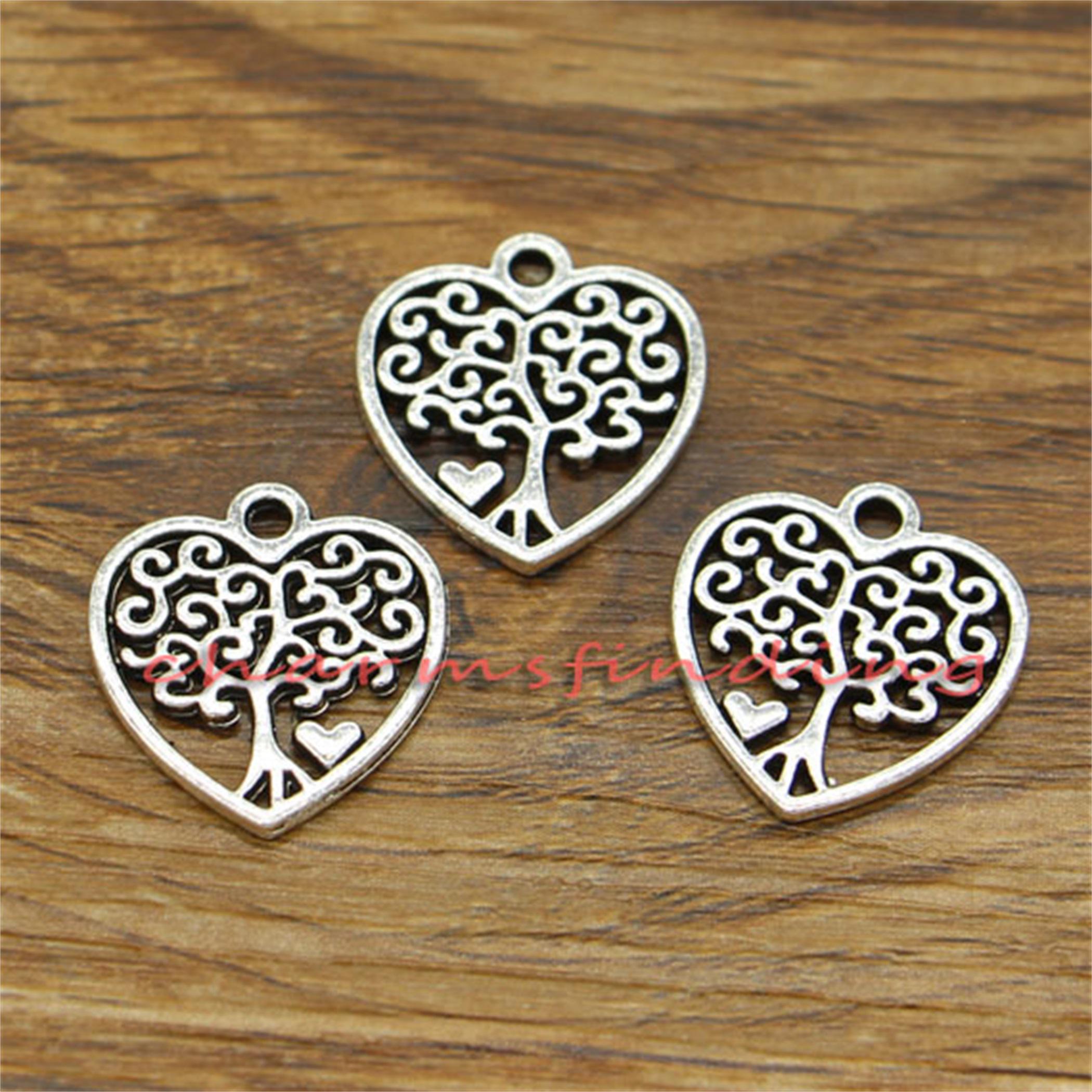 30pcs Heart Charm Valentine Charms Antique Silver Tone 17x18mm Cf1021 ...