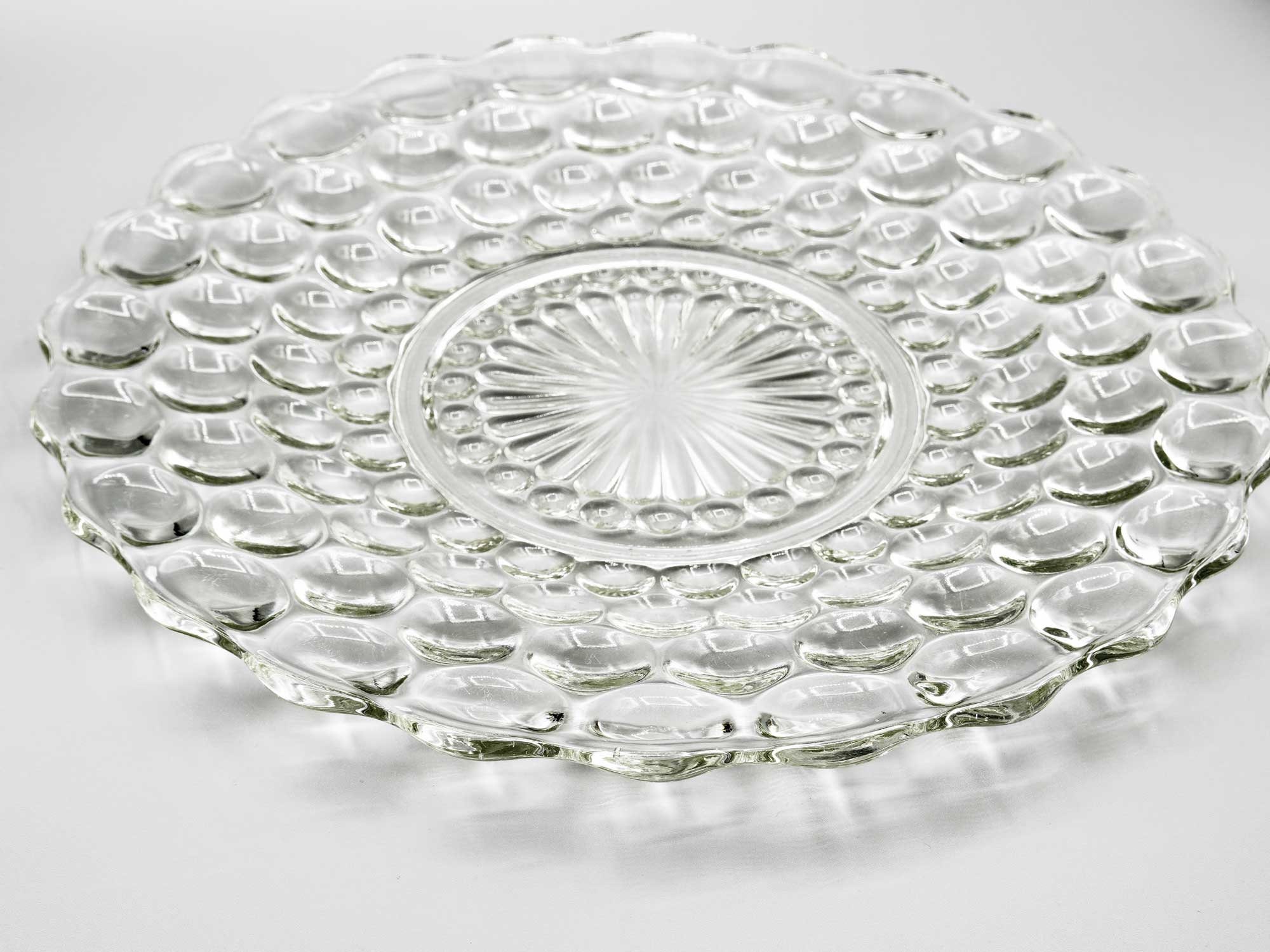 Vintage Anchor Hocking Bubble Glass Dinner Plate, Clear Glass Bubble ...