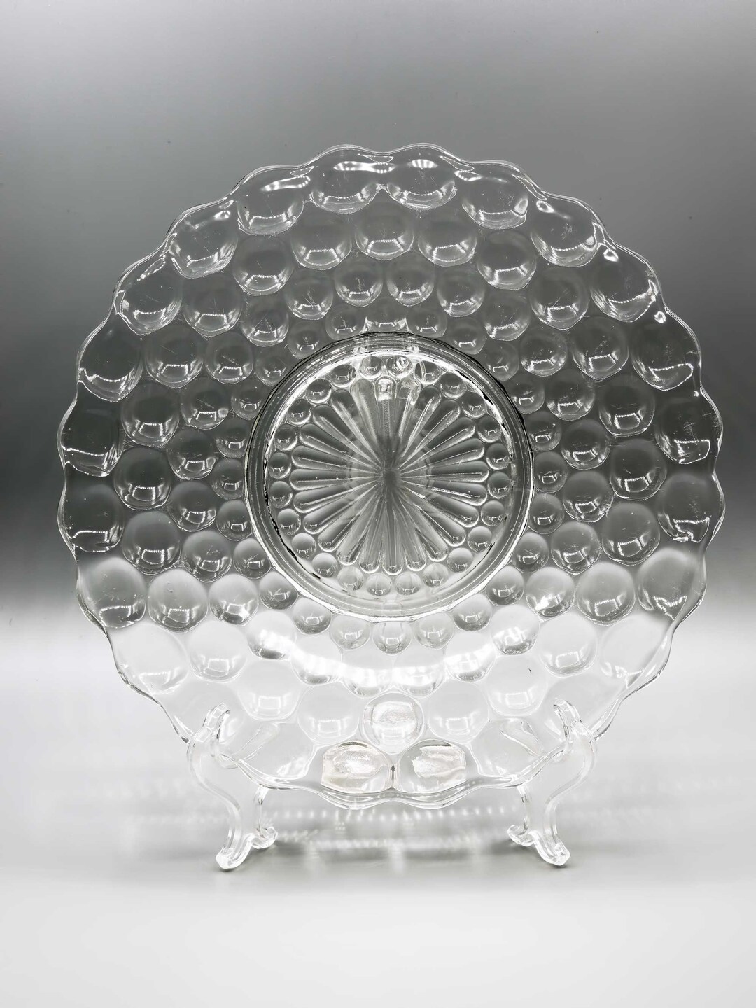 Vintage Anchor Hocking Bubble Glass Dinner Plate, Clear Glass Bubble ...