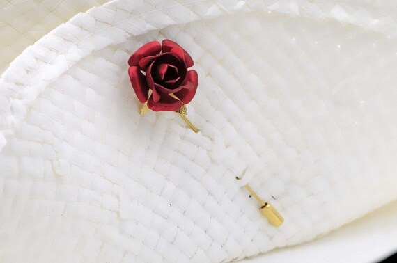 Vintage Red Rose Hat Pin Stick Pin Lapel Pin Brooch Metal | Etsy