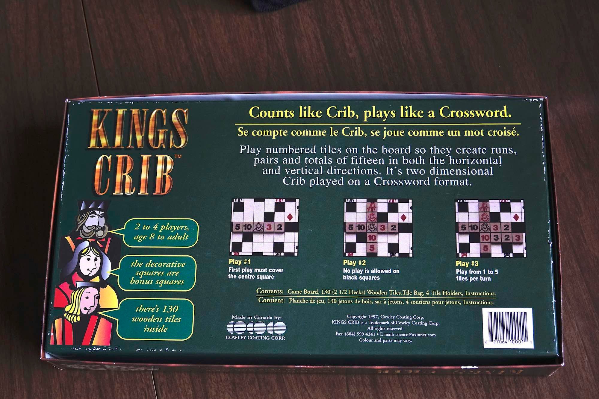 Vintage Kings Crib Board Game, Two Dimensional Crib, First Edition 1997 ...