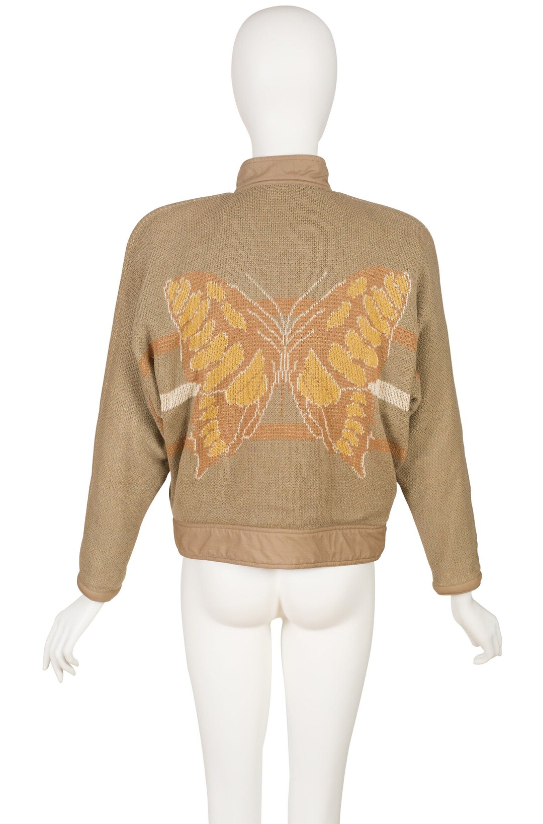 Callaghan by Gianni Versace 1983 S/S Vintage Butterfly Intarsia Beige ...