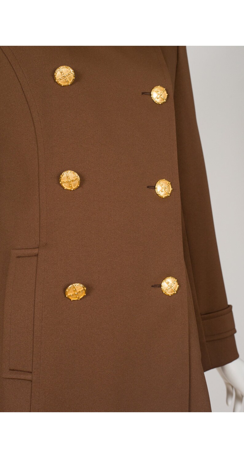 Pierre Cardin 1990s Vintage Military-inspired Brown Double-breasted ...