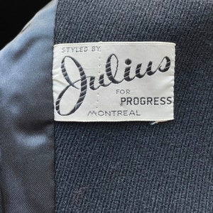Julius for Progress 1960s Vintage Rhinestone Button Black Wool Double ...