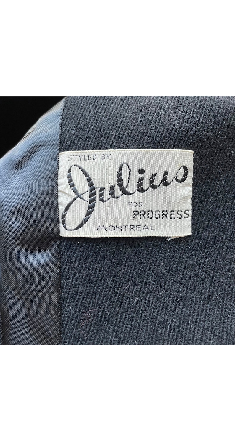 Julius for Progress 1960s Vintage Rhinestone Button Black Wool Double ...