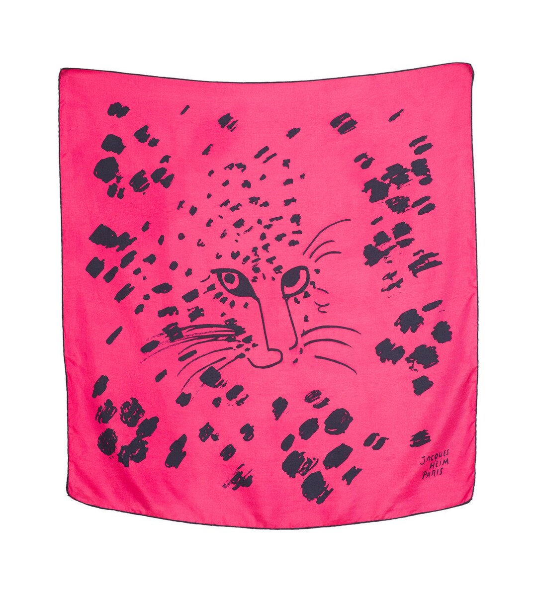 Jacques Heim 1950s Vintage Leopard Face Fuchsia Silk Twill Scarf - Etsy