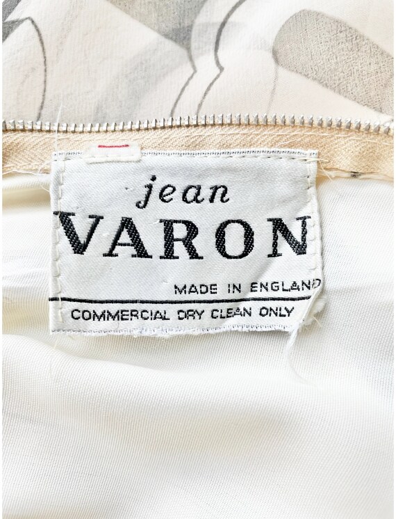 Jean Varon 1972 Vintage Art Deco Print Cream Chiffon … - Gem