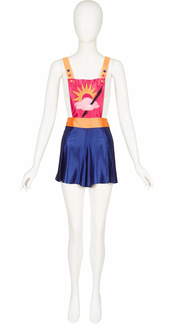Mic Mac 1970s Vintage Lightning Bolt Satin Dungaree H… - Gem