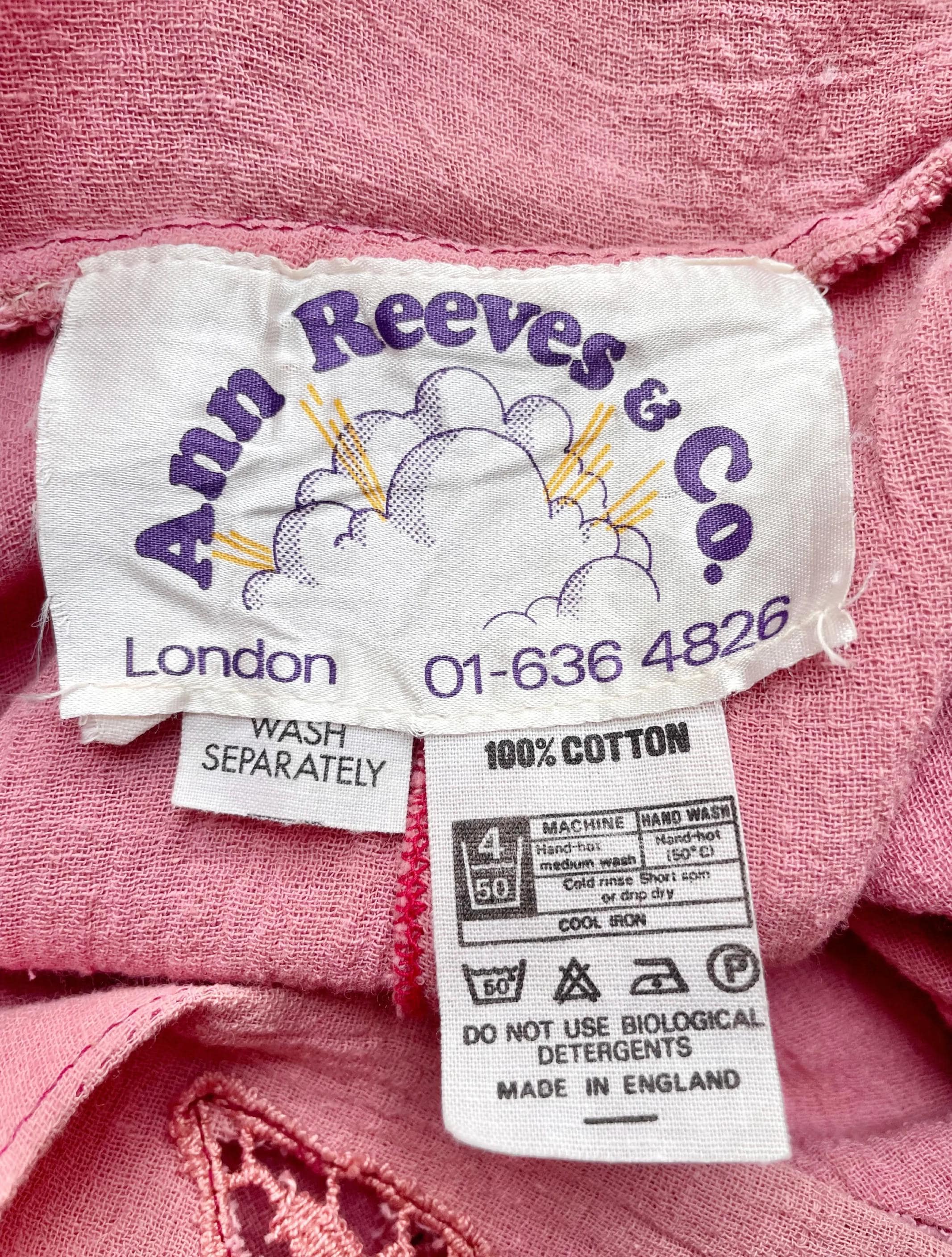 Ann Reeves & Co. 1970s Vintage Butterfly Cut-out Pink Cotton Tiered ...