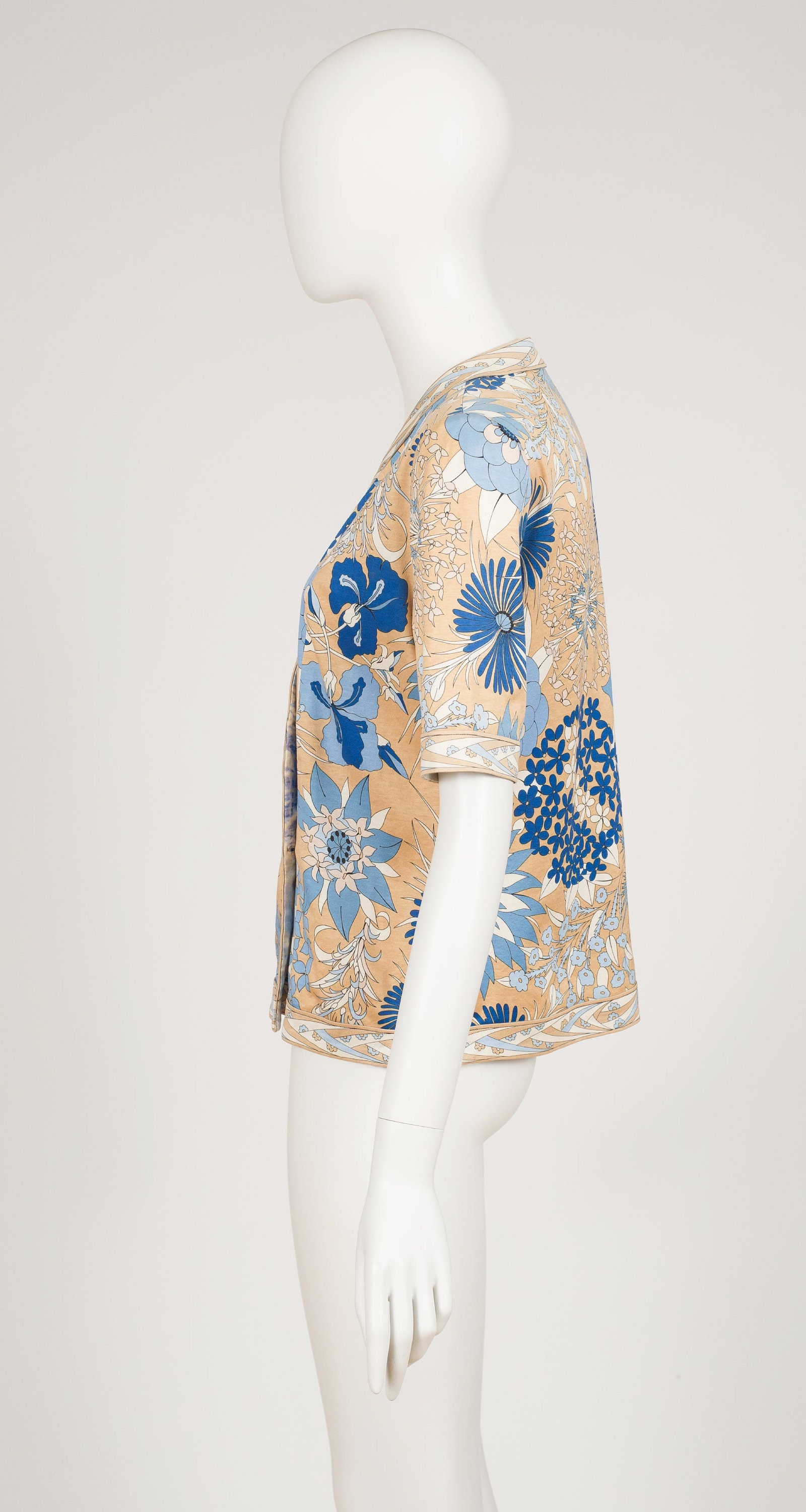 Averardo Bessi 1980s Vintage Floral Border Print Cotton Jersey Short ...