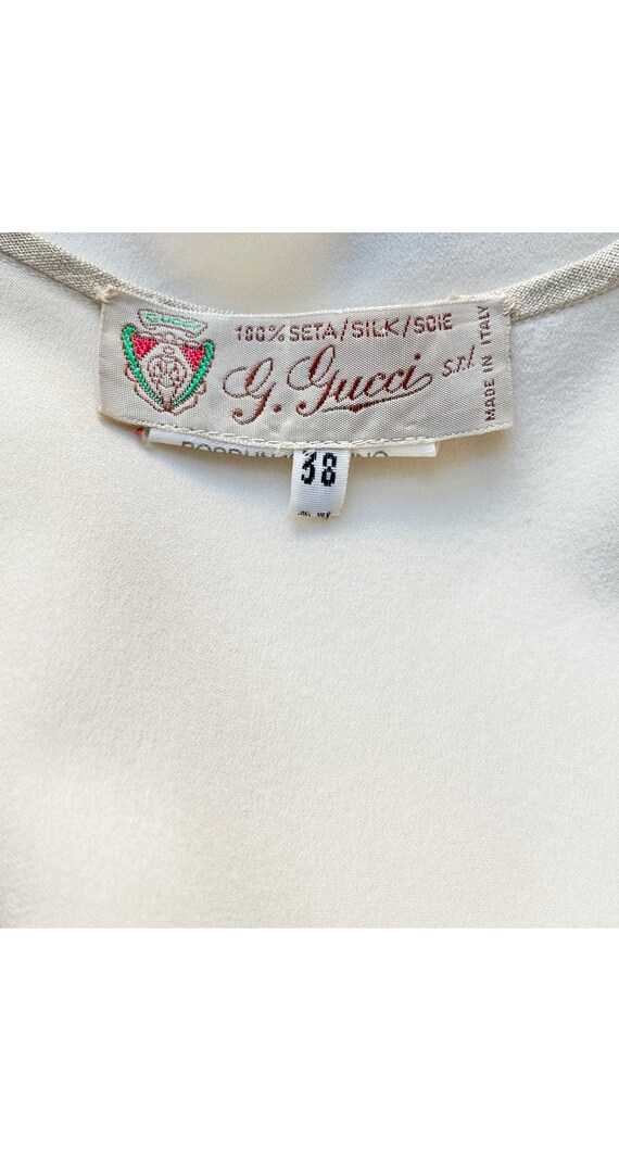 Gucci 1983 S/S Ad Campaign Vintage Ruffle Neck Cream … - Gem