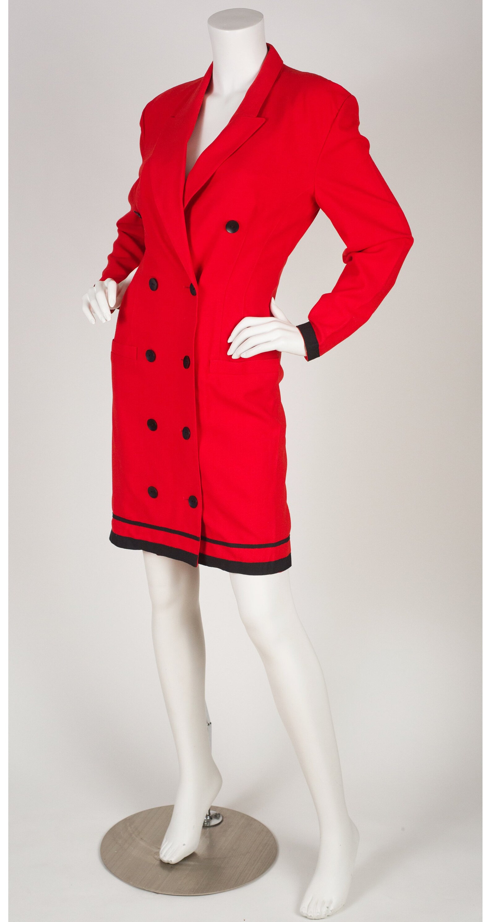 Louis Féraud 1990s Vintage Red Wool Crepe Double-breasted Coat - Etsy