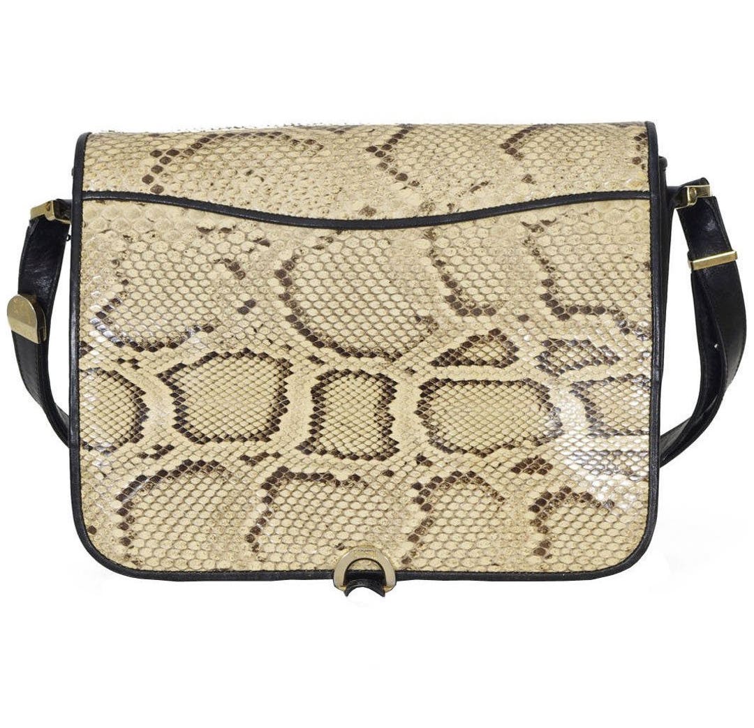 Silvano Biagini 1970s Vintage Italian Genuine Python & Black Leather ...