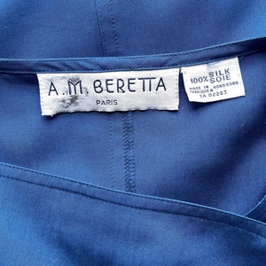 Anne-marie Beretta 1980s Vintage Blue Silk Handkerchief Neck Sack Dress ...