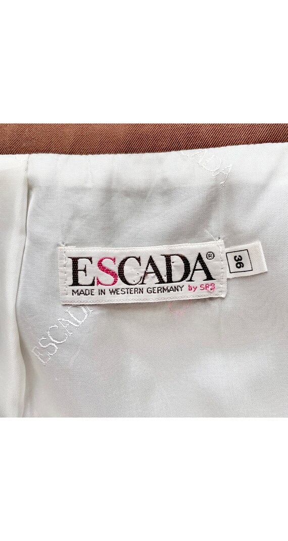 Escada 1980s Vintage Brown & Cream Color Block Wool W… - Gem