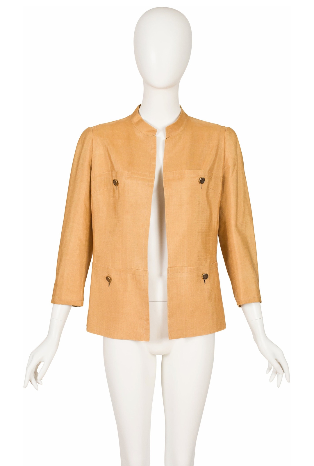 Nina Ricci Haute Couture 1960s Vintage Butterscotch Raw Silk Open ...