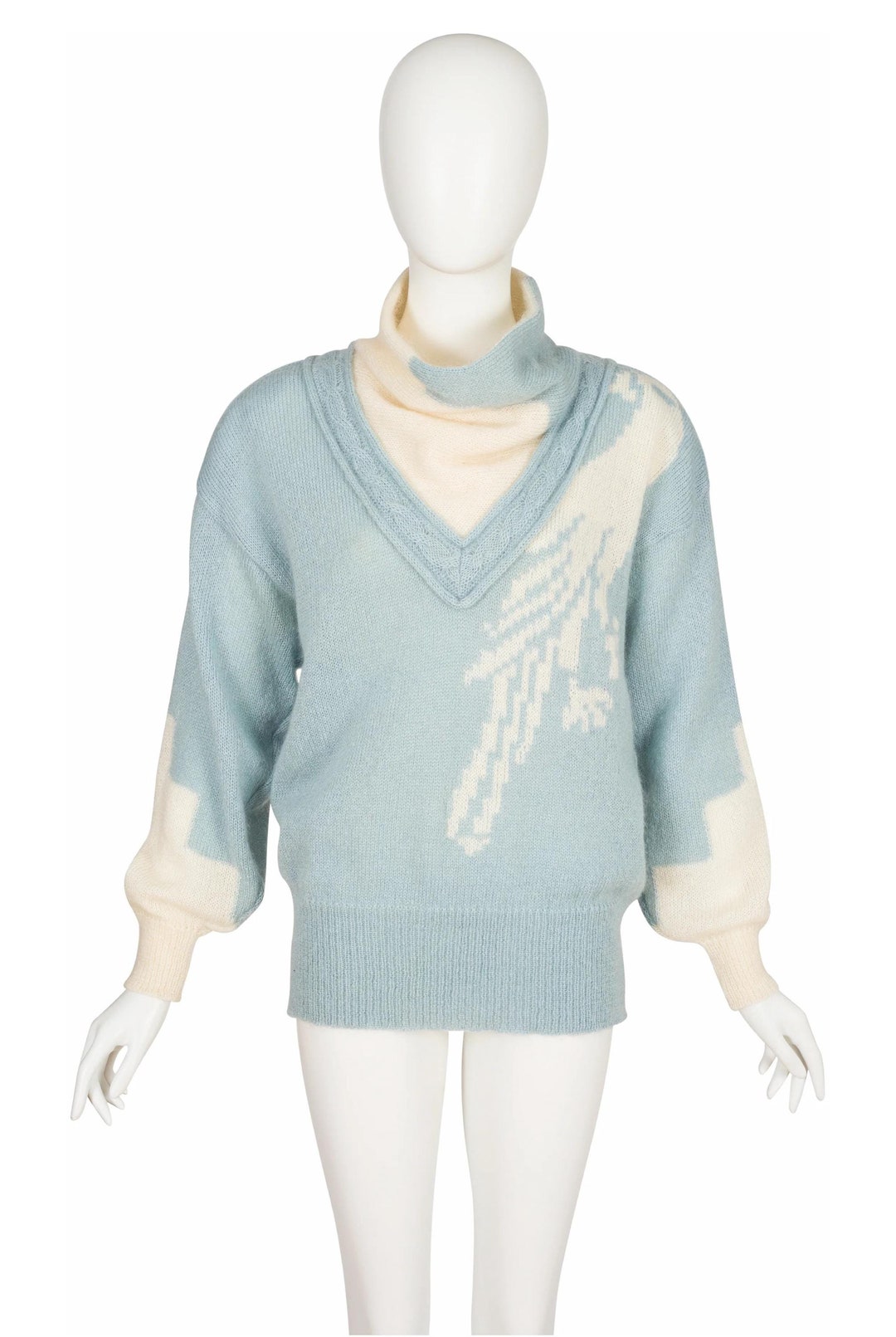 Escada 1980s Vintage Peacock Mohair Intarsia Knit Turtleneck Sweater - Etsy