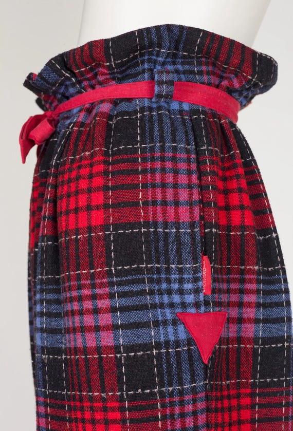 Fiorucci 1980s Vintage Plaid Wool Paper Bag High-Wais… - Gem