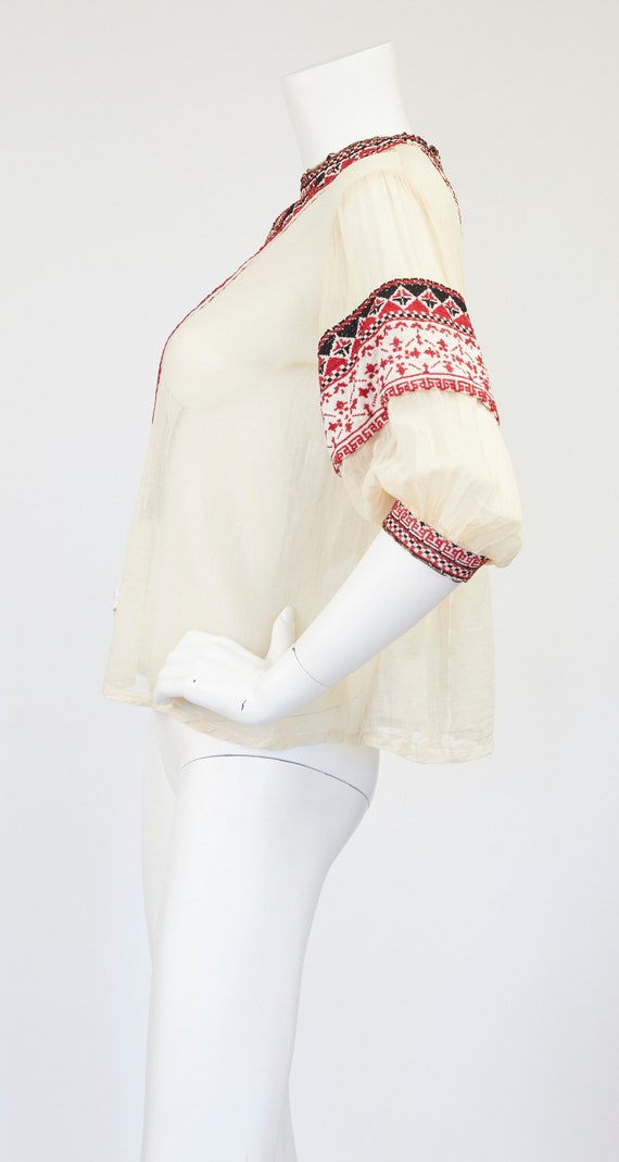 Antique Embroidered Traditional Russian Peasant Blouse - Gem