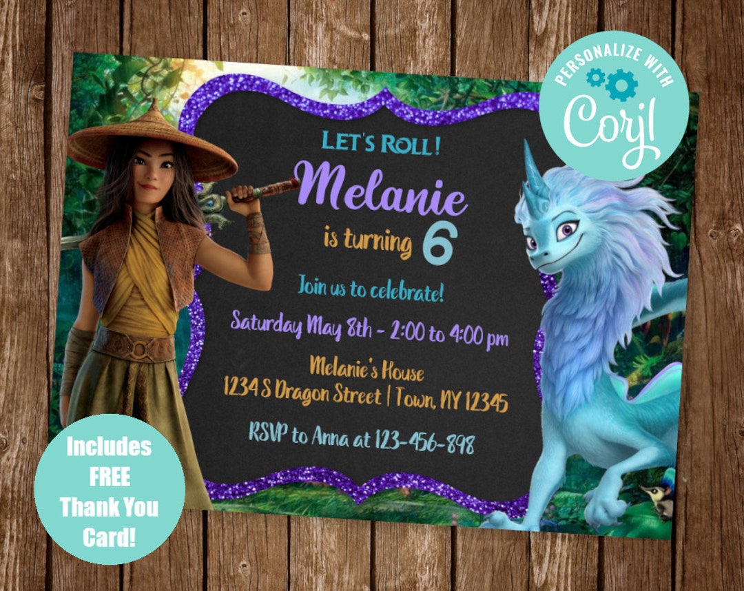 Raya and the Last Dragon Invitation, Raya Invitation, Raya Birthday ...