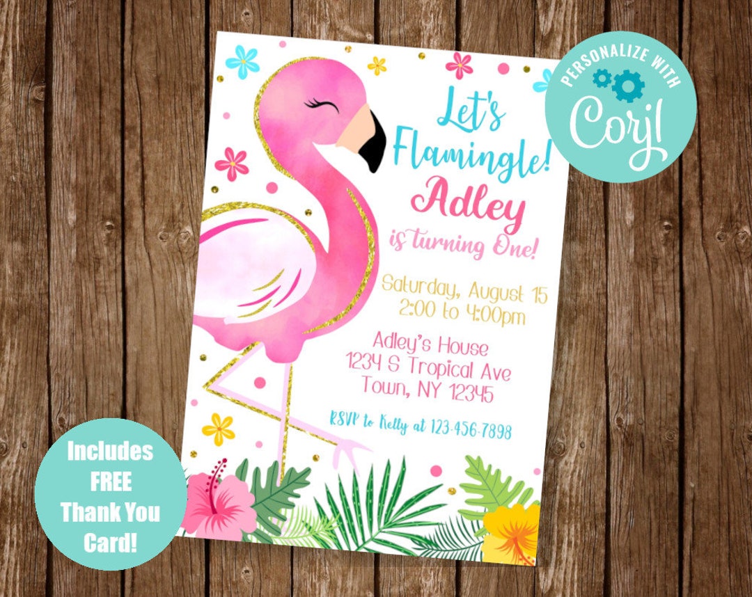 Flamingo Invitation, Flamingle Invitation, Let's Flamingo, Flamingo ...