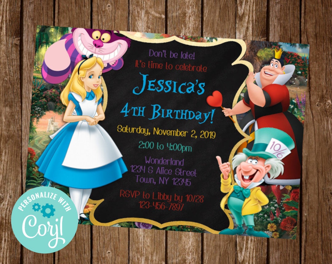 Alice in Wonderland Invitation, Alice Invitation, Wonderland Birthday ...
